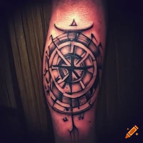 Viking Compass Tattoo Designs Odins Raven With Viking Compass Tattoo