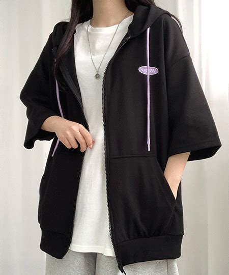 당발🚚 유스히얼 패치 반팔 후드집업 💟단독상품 리뷰극찬 핏보장 오버핏 아우터 빅사이즈 반팔후드집업 반팔집업 학생후드집업 교복