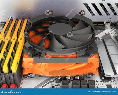 Simulation Of Cpu Overheating View Of The Processor Cooling System 3d