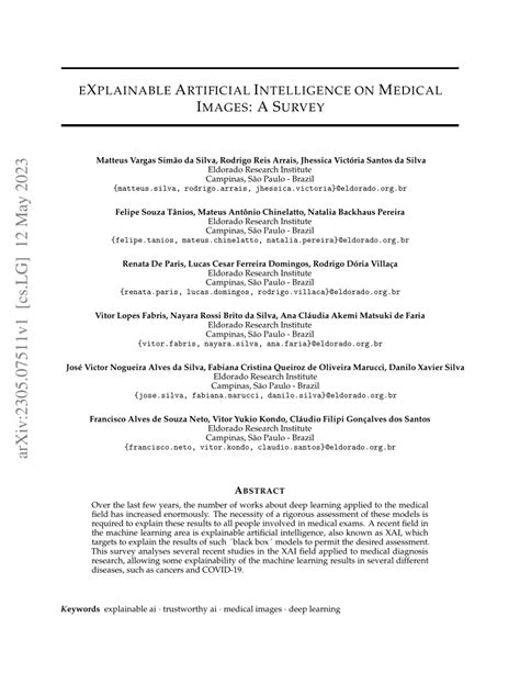 Pdf Explainable Artificial Intelligence On Medical Images A Survey