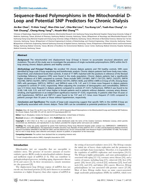 Pdf Sequence Based Polymorphisms In The Mitochondrial D Loop And