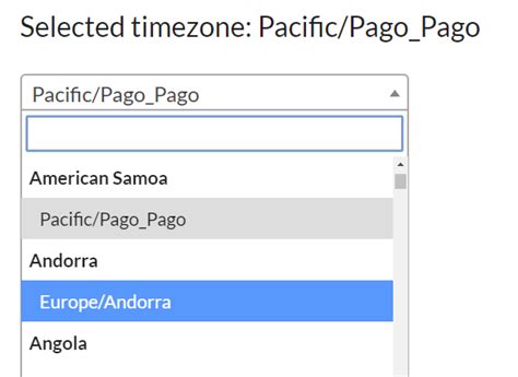 Timezone Selector For Angular 2 Angular Script