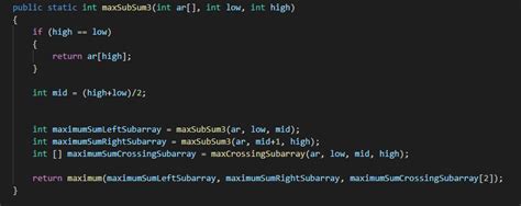 Solved Public Static Int MaxSubSum Int Ar Int Low Int Chegg