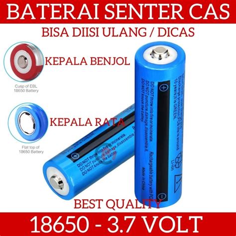 Jual Baterai Cas Li Ion Untuk Senter Kipas 18650 3 7 Volt Rechargeable