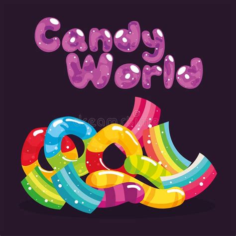 Isolated Group Of Worm And Round Candies Candy World Poster Vector Stock Vector Illustration