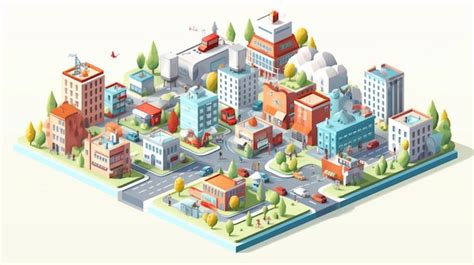 Isometric Building Vector Background Premium AI Generated Vector