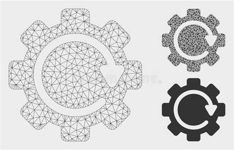 Gear Rotation Direction Vector Mesh Carcass Model And Triangle Mosaic
