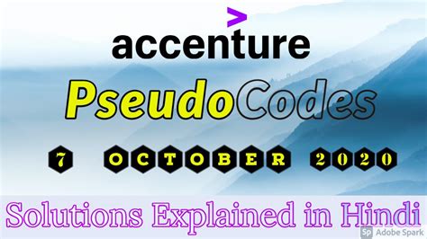 Accenture 7th October 2020 Pseudo Codes Round Practice Questions