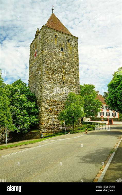 impressive clock tower on upper kaiserstuhl canton aargau switzerland