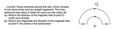 Solved Current I Flows Clockwise Around This Wire Which Chegg Com