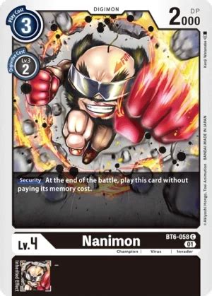 Nanimon Bt6 058 Digimon Card Database Digimoncard
