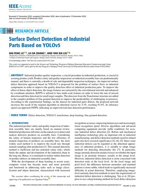 Surface Defect Detection Of Industrial Parts Based Pdf Deep Learning Computer Vision