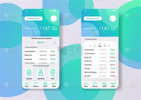 智能手机widjet手机应用用户界面设计财务理财应用。ui Ux Gui Web风格，简约的平面素材 花瓣网