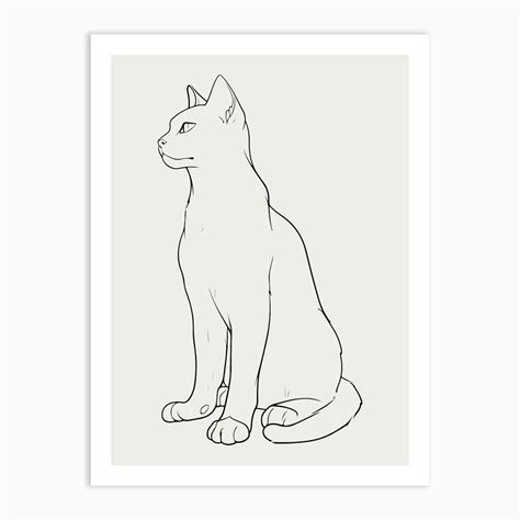 Cat Drawing Monoline Artistic Minimalist Art Print By Mister Flanagan