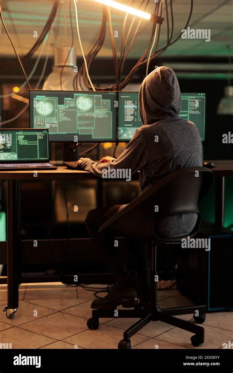 Online Criminal Programming Password Cracking Script To Hack System And Cause Data Breach Woman