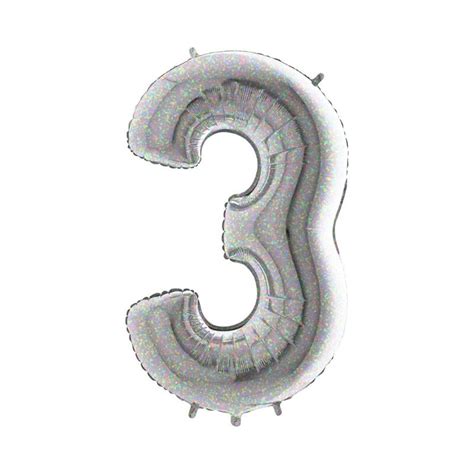3 Holographic Grabo Zahlen 40inch/100cm (VE1) #193H - DMBalloon Company