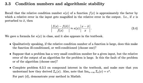 3 3 Condition Numbers And Algorithmic Stability Chegg Com