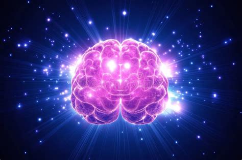 A Wireframe Model Of The Human Brain Illuminated And Surrounded By