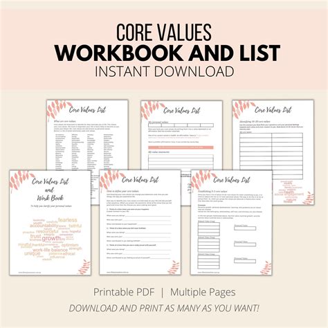 Core Values Printable My Core Values Defining Personal Etsy