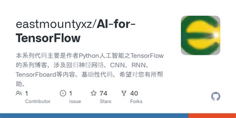GitHub eastmountyxz AI for TensorFlow 本系列代码主要是作者Python人工智能之TensorFlow的系列博客涉及回归神经网络CNNRNN