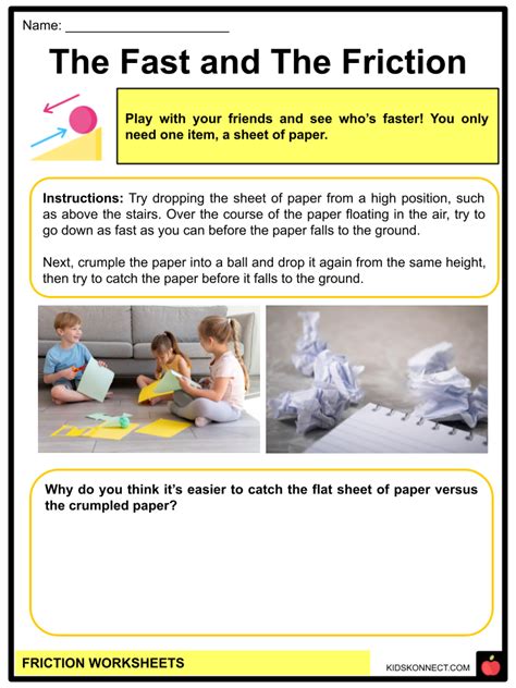 Friction Worksheets And Facts Types Forms Factors