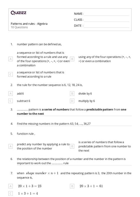 50 Shape Patterns Worksheets For 7th Class On Quizizz Free And Printable