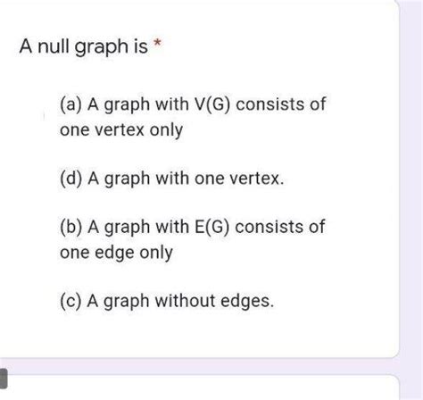 Solved A Null Graph Is A A Graph With V G Consists Of One Chegg Com