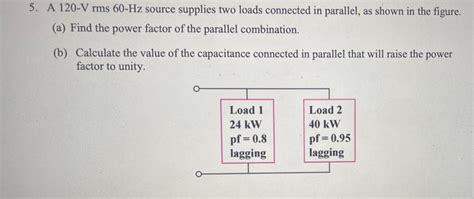Solved A 120V Rms 60Hz Source Supplies Two Loads Connected Chegg Com