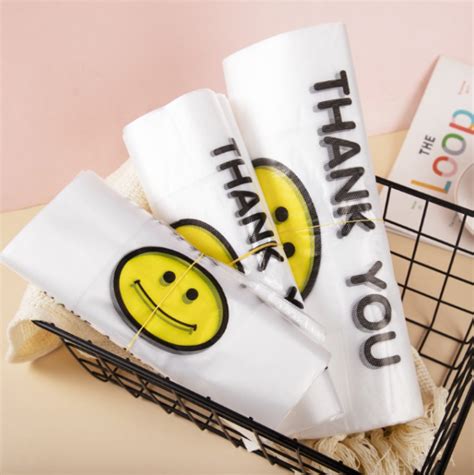 100p 스마일 손잡이 포장봉투 선물 비닐 봉투 봉지 비닐봉투 선물포장 선물가방 포장지 이벤트 예쁜봉투 선물봉지 투명봉투 Pvc 에이블리