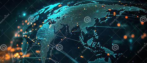 Big Data Analysis Concept With Interconnected Nodes On Digital Map Showcasing Global