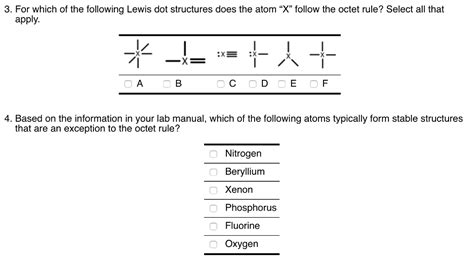 Solved 3 For Which Of The Following Lewis Dot Structures