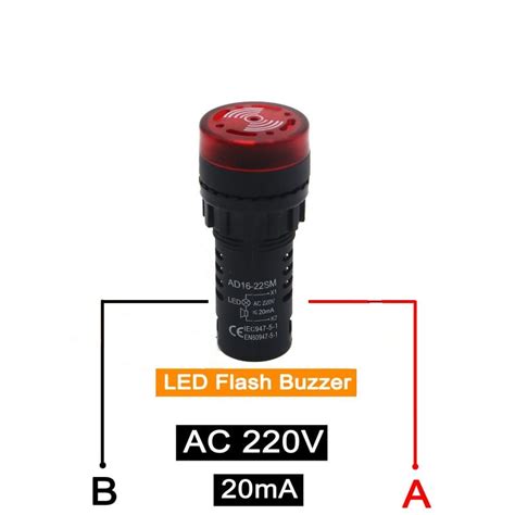 220v 20ma Ac Flush Panel Mount Led Indicator Light Alarm With Buzzer Red Color Indias Largest