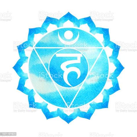 차크라 기호 목 개념 꽃 꽃이 수채화 그림 손으로 그린 아이콘 로고 일러스트 레이 션 디자인 로그인의 파란색 로고에 대한 스톡 벡터 아트 및 기타 이미지 Istock