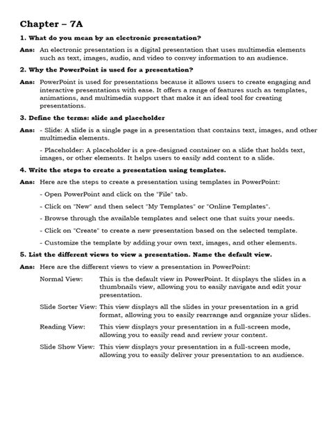 Class 9th Computer Chapter 7 Pdf Microsoft Power Point Multimedia