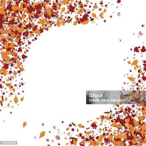 라운드 프레임 가을 나뭇잎 가지 열매 과일 버섯으로 디자인 된 배경 재료입니다 벡터 일러스트 레이 션 10월에 대한 스톡 벡터 아트 및 기타 이미지 Istock