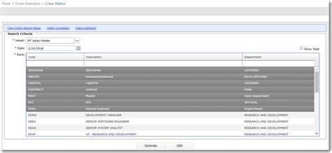 Generating A Crew Matrix Report