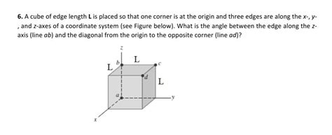 Solved 6 A Cube Of Edge Length L Is Placed So That One