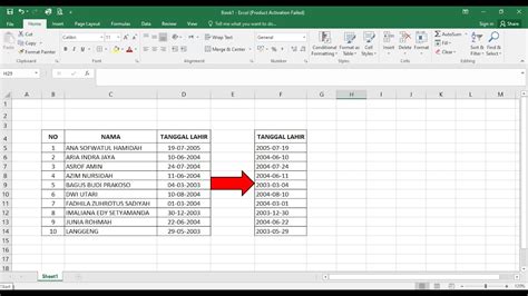 Otomatis Cara Mengubah Format Tanggal Pada Excel Dd Mm Yyyy Menjadi Yyyy Mm Dd Youtube