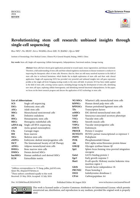Pdf Revolutionizing Stem Cell Research Unbiased Insights Through Single Cell Sequencing