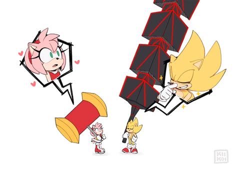 Sonic The Hedgehog Amy Rose And Super Sonic Sonic And 1 More Drawn