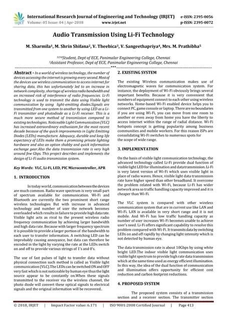 Irjet Audio Transmission Using Li Fi Technology Pdf