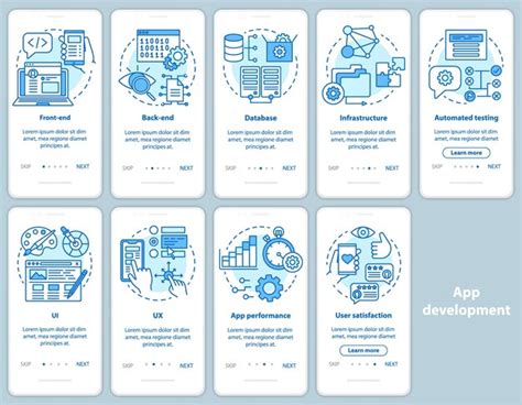Premium Vector Application Development Onboarding Mobile App Page Screen Vector Template