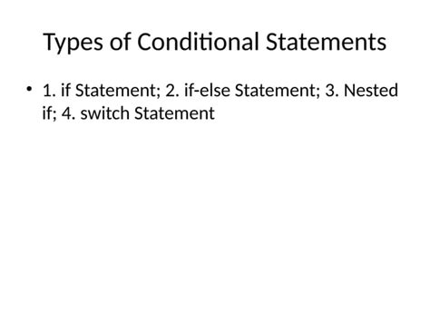 Introduction To Conditional Statements Pptx