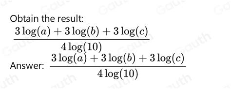 solved e log sqrt[4] a 3b 3c 3 [algebra]