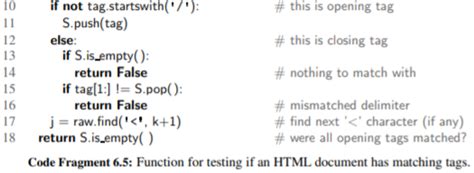 using python using stack to match html tag in an html