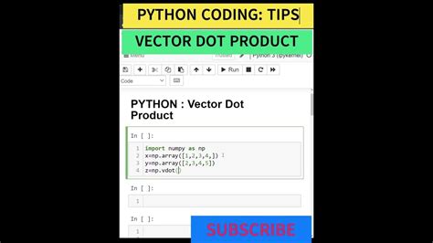 Python Numpy Vector Dot Product Cross Product Youtubeshorts Shorts
