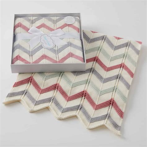 Jiggle Giggle Blush Zig Zag Knit Blanket Pilbeam Living
