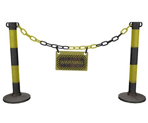 premium photo 3d rendering barrier with chains and warning sign