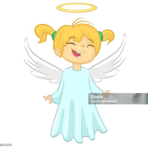 만화 천사입니다 Vecor 비행 소녀 천사 크리스마스 Holyday 장식의 그림 인쇄 포스터 스티커 인사말 카드 또는 초대장 디자인 2015년에 대한 스톡 벡터 아트 및