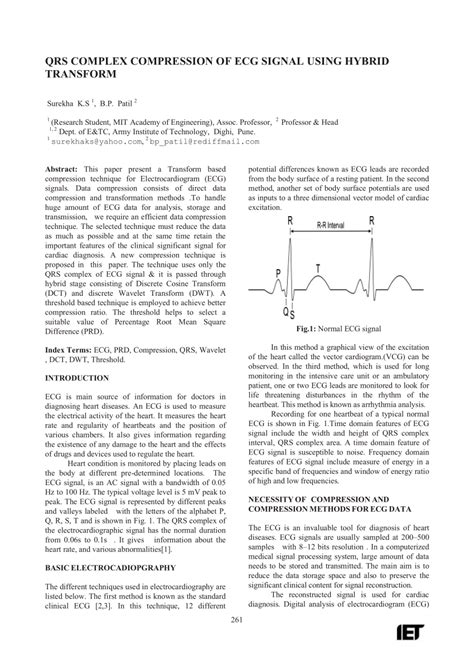 Pdf Qrs Complex Compression Of Ecg Signal Using Hybrid Transform